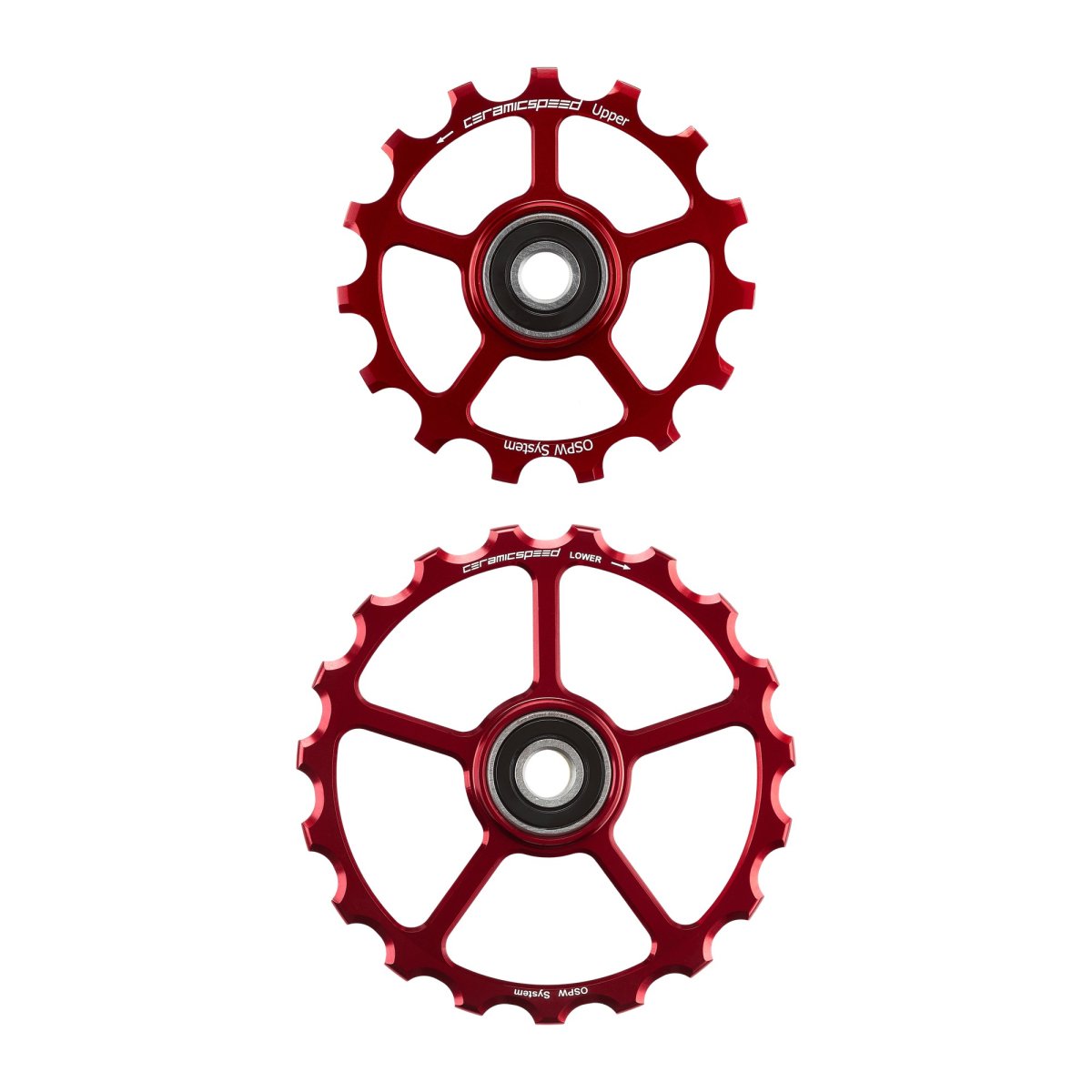 CeramicSpeed OverSized Pulley Hjul (spare) Coated Alu 15+19T Rød
